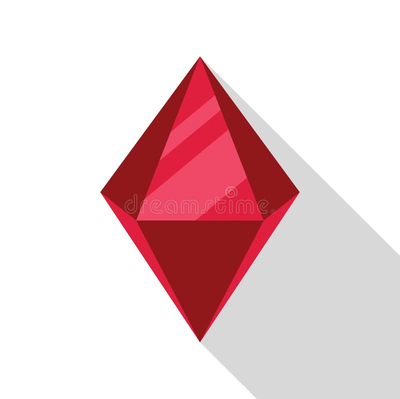 Red Diamond Casting Long Shadow on White Background Stock Illustration ...