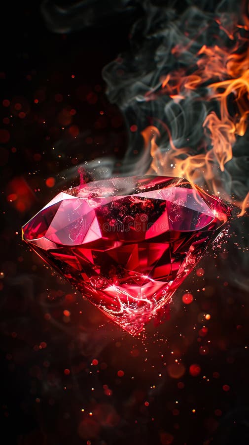 A Red Diamond is on Fire with Smoke Stock Image - Image of ruby ...