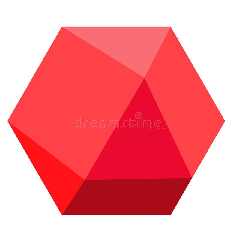 Red Diamond Polygon Icon on White Background. Diamond Sign. Flat Style ...