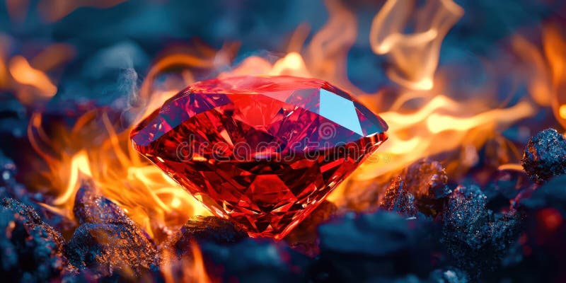 Red Diamond is on Top of a Pile of Coal Stock Photo - Image of ...