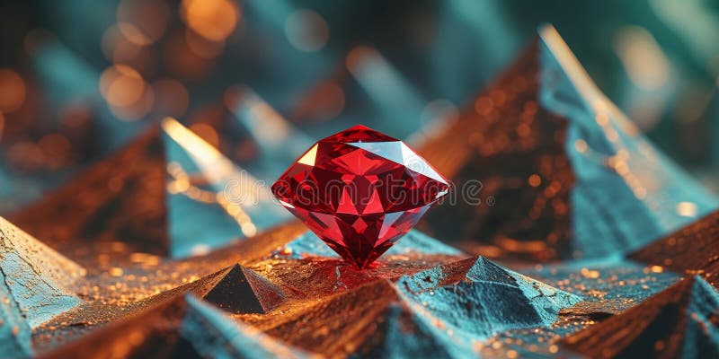A Red Diamond and Triangles are in a Decorative Artwork. Stock Image ...