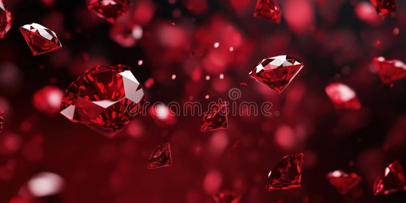 Red Diamonds Floating in a Dramatic Background with Sparkling Effects ...