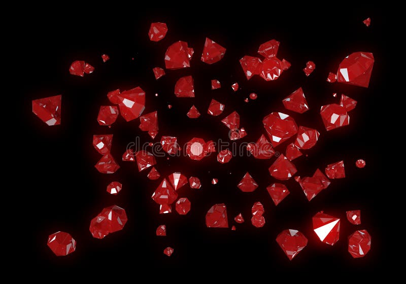 Red Diamonds Isolated on Black Background Stock Illustration ...