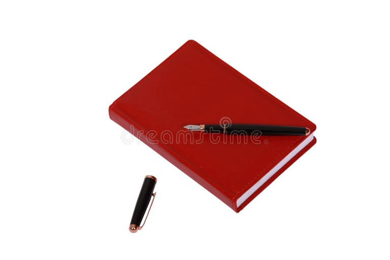 Red diary book over white stock image. Image of glossy - 12015657
