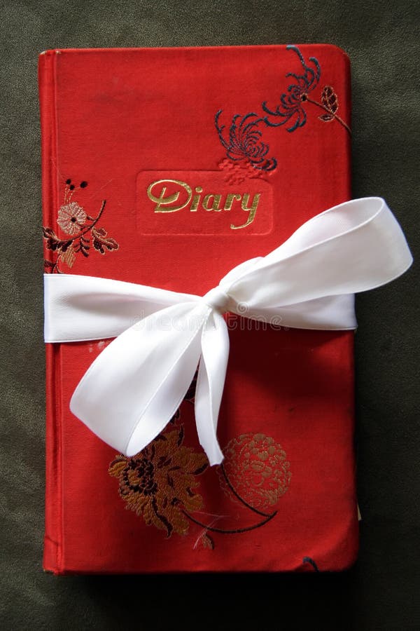 Red Diary Book with White Bow Stock Photo - Image of floral, bound: 3090562