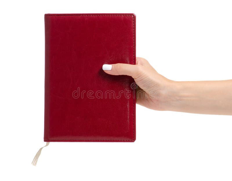 Red diary in hand stock image. Image of girl, empty - 123334291