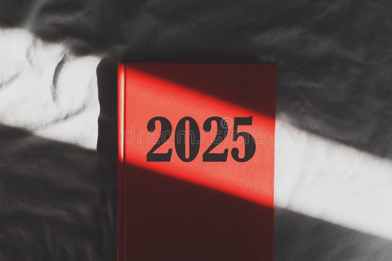 Red Diary with the Inscription Text 2025 Top View, Concept of Planning ...
