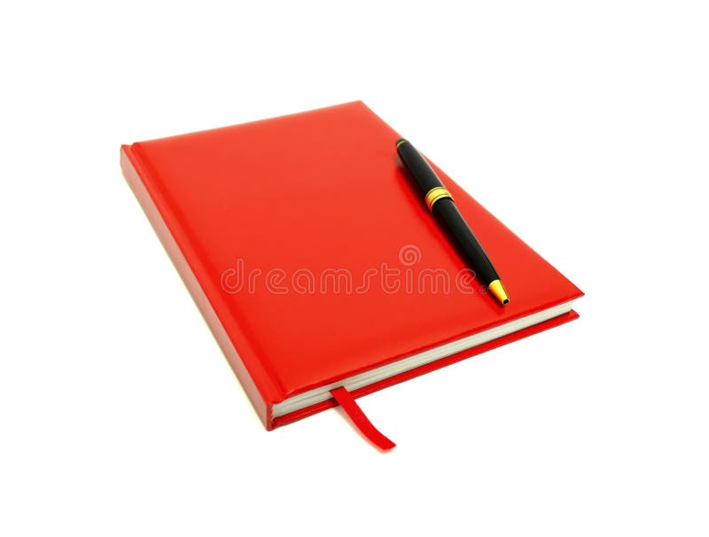 Red Diary and Pen on a White Stock Photo - Image of office, black: 30876812