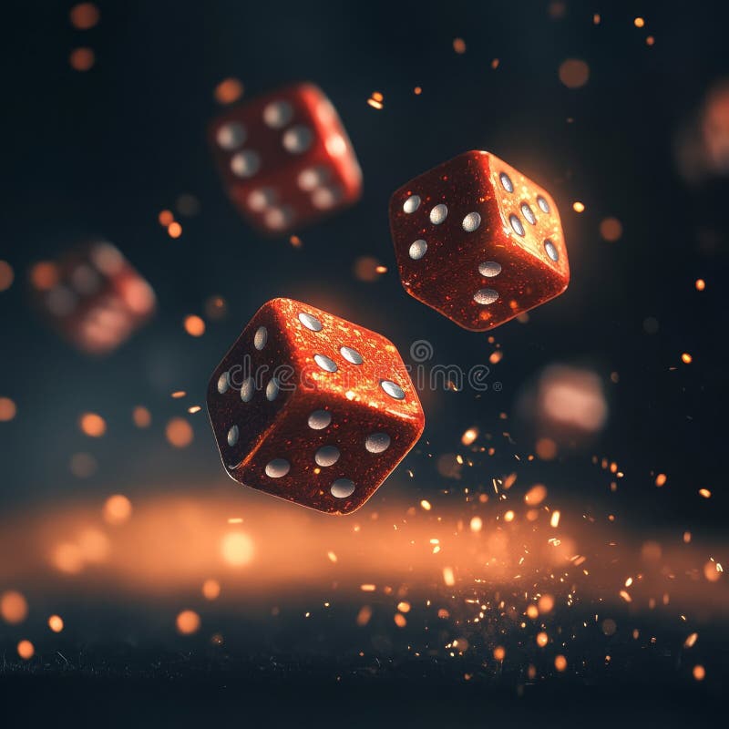 Red Dice on the Background of the Night Sky. Vector Illustration Stock ...