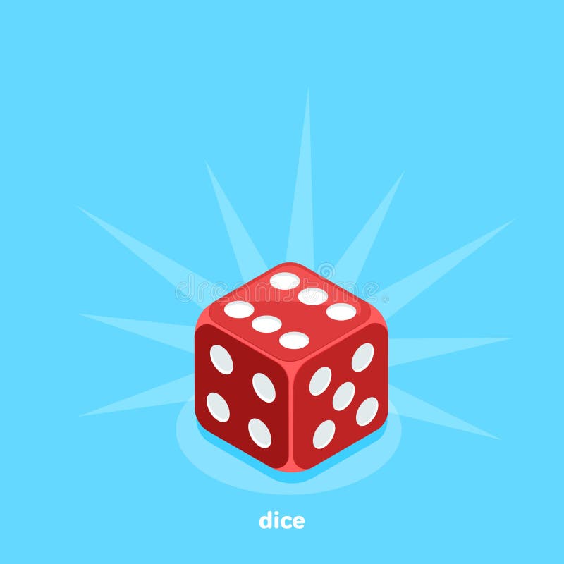 Red Dice on a Blue Background, Isometric Stock Vector - Illustration of ...