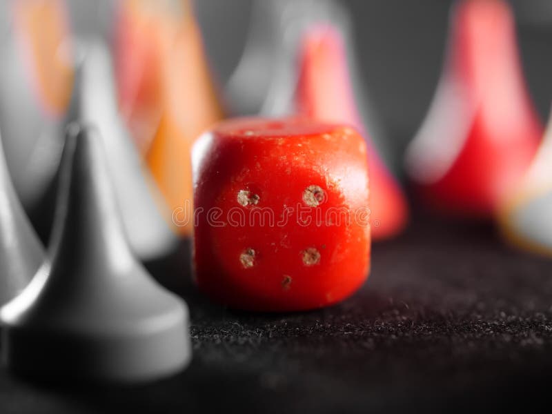 Red Dice for Board Games on the Table Stock Image - Image of blurry ...