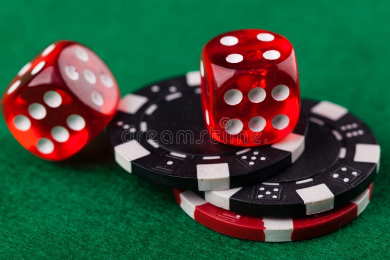 Red dice and chips stock photo. Image of casino, success - 65601664