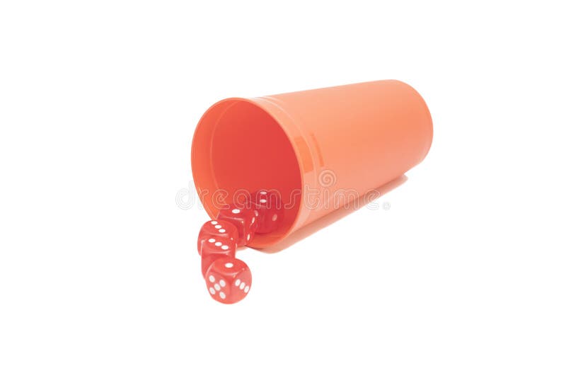 Red Dice Cup with Five Red Winning Dice Stock Photo - Image of gambling ...