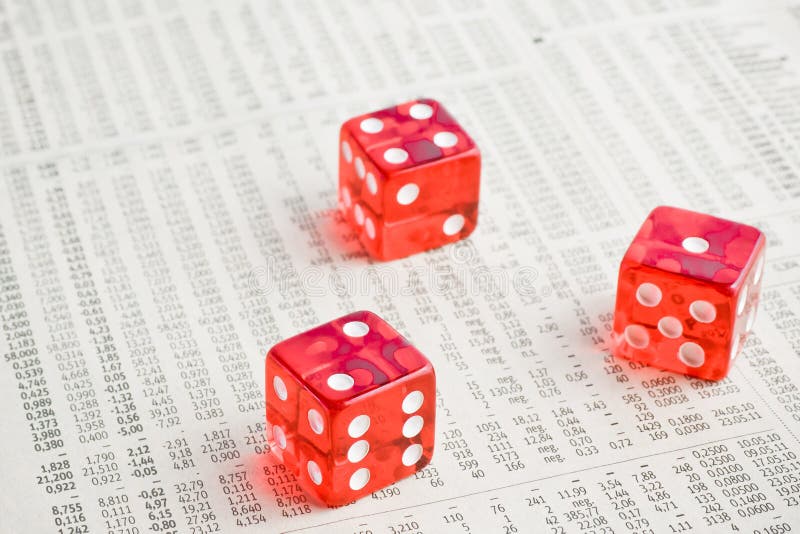 Red Dice on the Financial Newspaper Stock Image - Image of investment ...