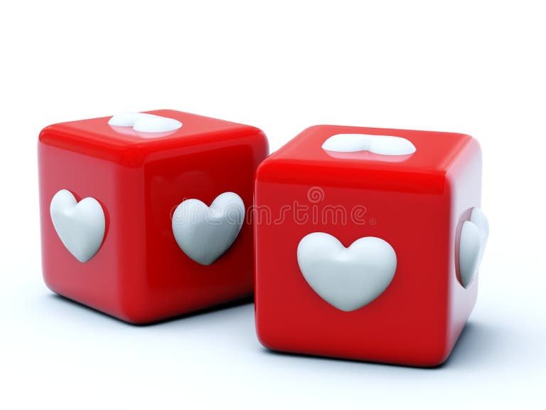 Red dice with hearts stock illustration. Illustration of wedding - 12498542