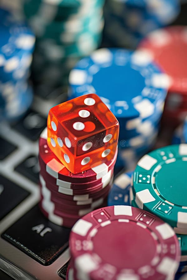 Red Dice and Poker Chips on a Keyboard Stock Photo - Image of strategy ...