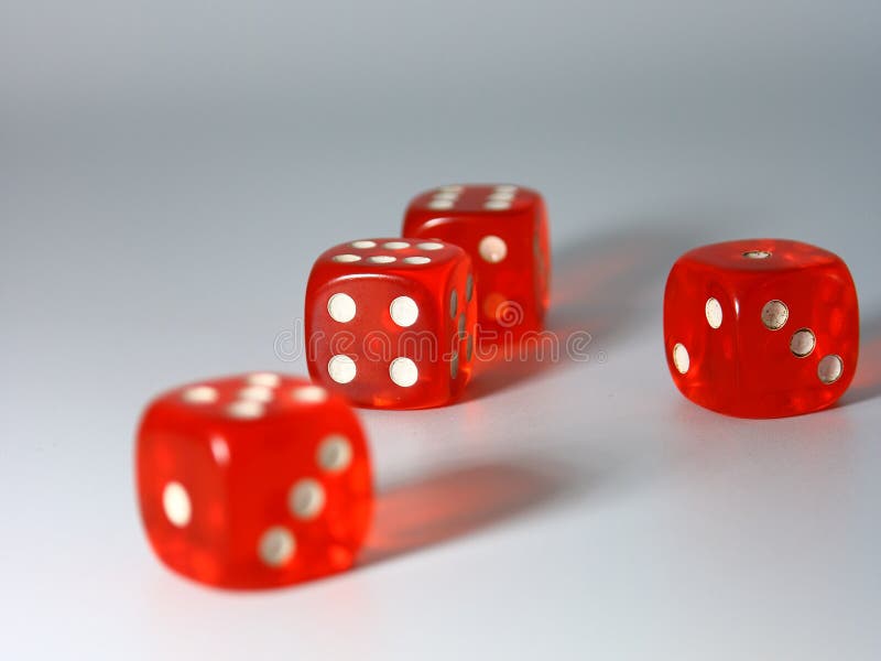 Red Dice Rolled Randomly Count Stock Image - Image of five, count ...