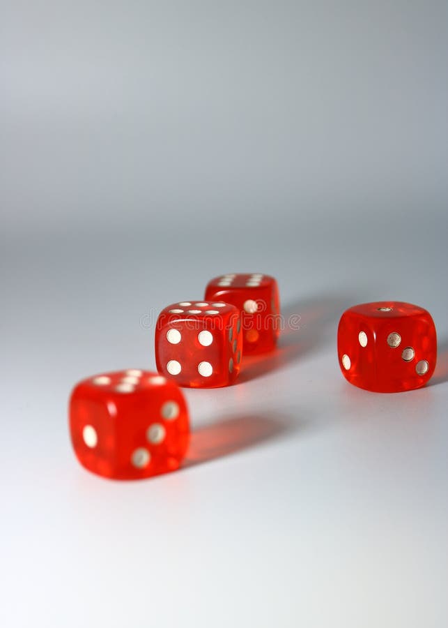 Red Dice Rolled Randomly Count Stock Photo - Image of randomly, three ...