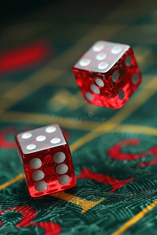 Red Dice Rolling on a Casino Table Stock Image - Image of felt, fortune ...