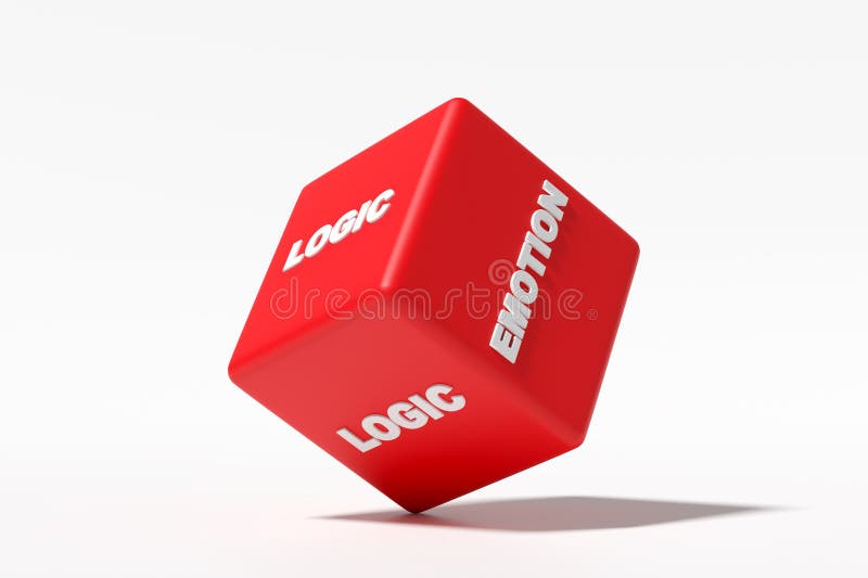 Red Dice Rolling with the Logic Vs Emotion Options Stock Illustration ...
