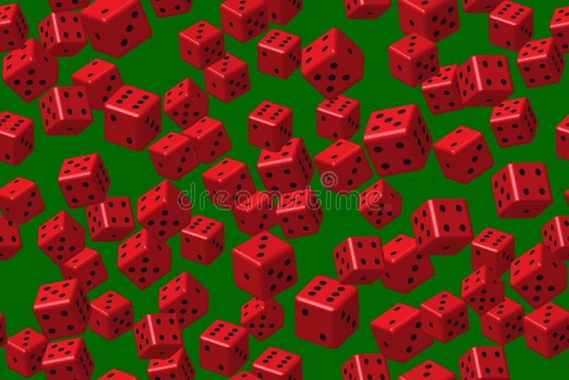Red Dice Seamless Pattern, 3D Illustration on Green Stock Vector ...