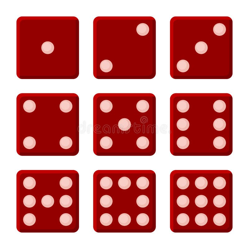Red Dice Set on White Background. Vector Stock Vector - Illustration of ...