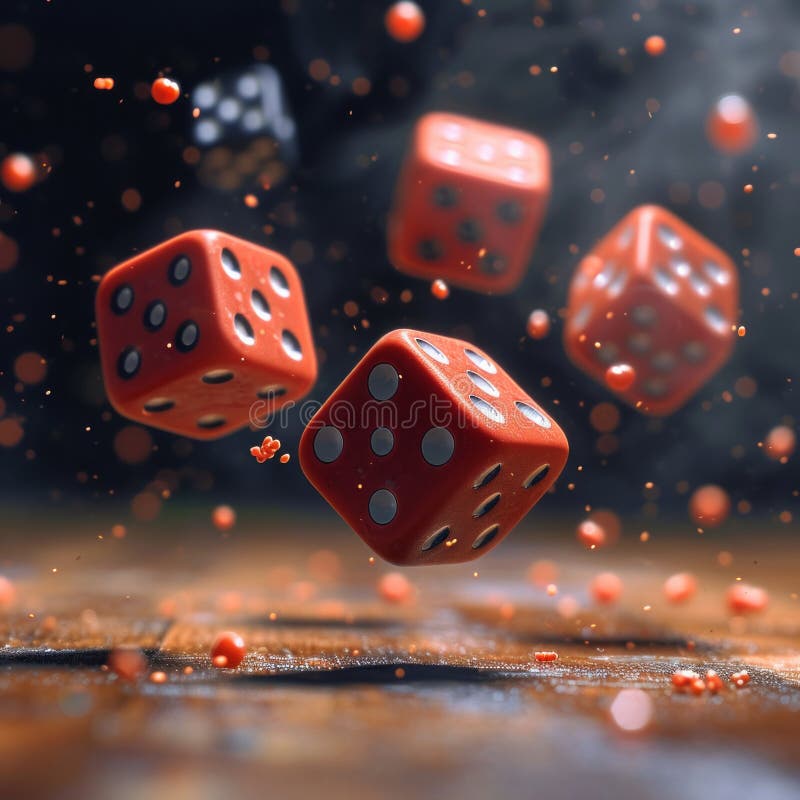 Red dice throw on a table stock illustration. Illustration of black ...