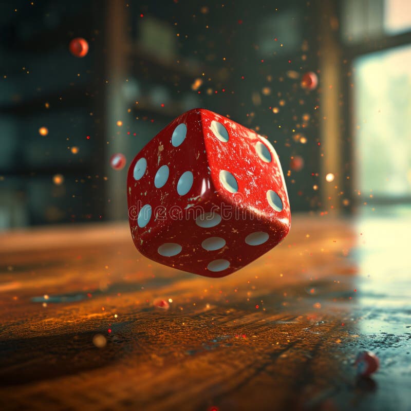 Red dice throw on a table stock illustration. Illustration of casino ...