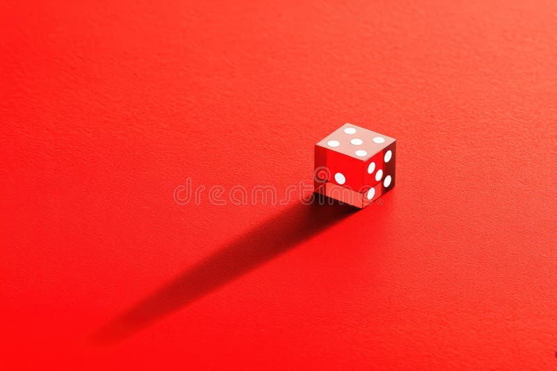 Red Dice on a Vibrant Surface Creating Striking Shadow Patterns Stock ...
