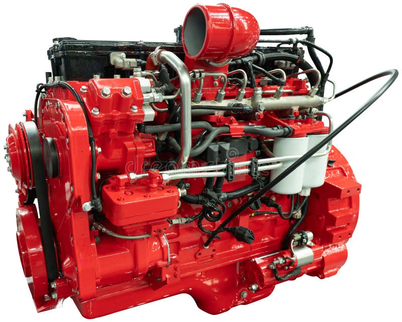 Red diesel engine isolated stock image. Image of isolated - 371029803