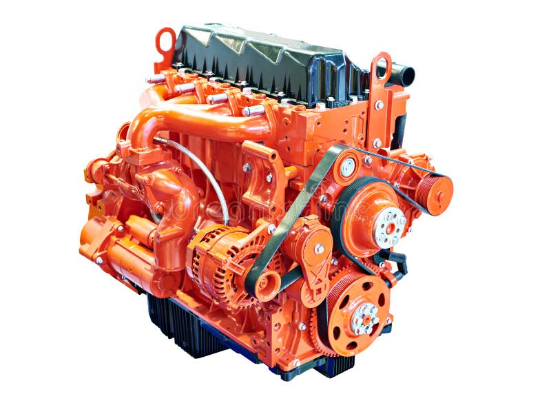 Red Diesel Engine Truck Isolated White Stock Image - Image of ...