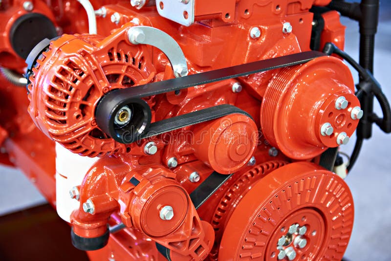Red Diesel Engine for Truck Stock Photo - Image of transportation ...