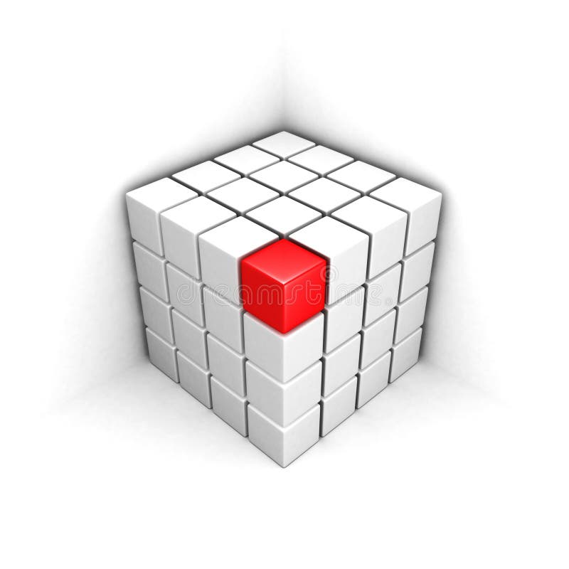 Different Red Cube Outstanding on Blue Blocks Background Stock Image ...
