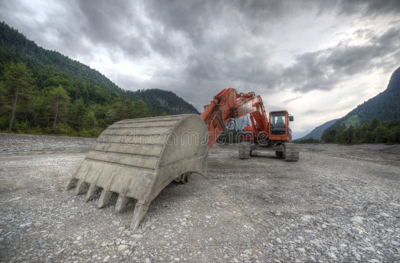 Red digger power shovel stock photo. Image of ground - 32311622