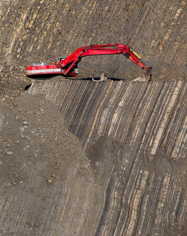 Red digger in stone-pit stock photo. Image of gravel - 78780038