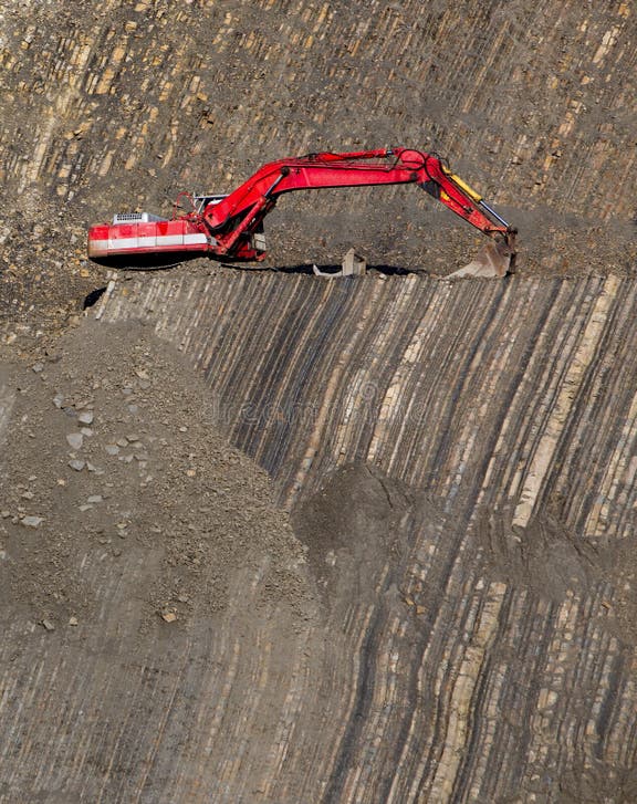 Red digger in stone-pit stock photo. Image of gravel - 78780038