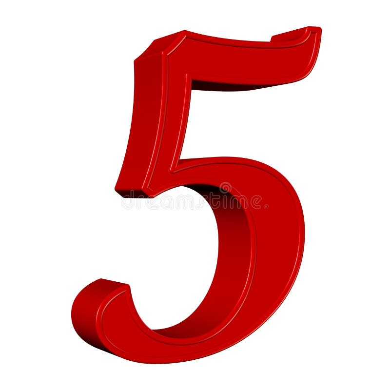 Red Digit Five Against White Background Stock Illustration ...