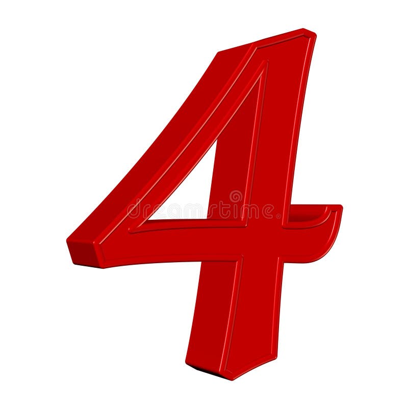 Red Digit Four Against White Background Stock Illustration ...