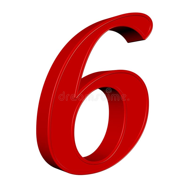 Red Digit Six Against White Background Stock Illustration ...