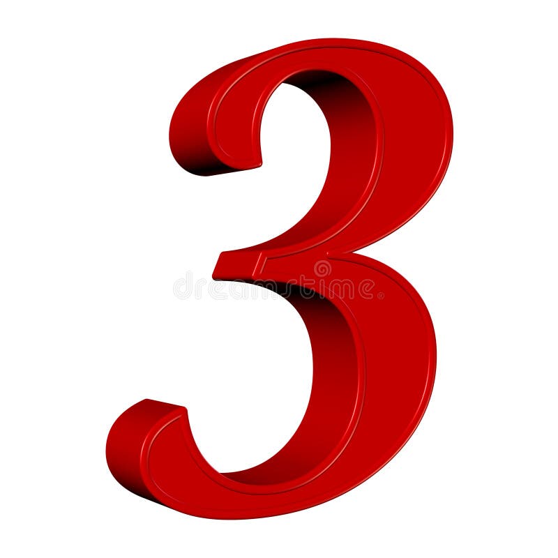Red Digit Three Against White Background Stock Illustration ...