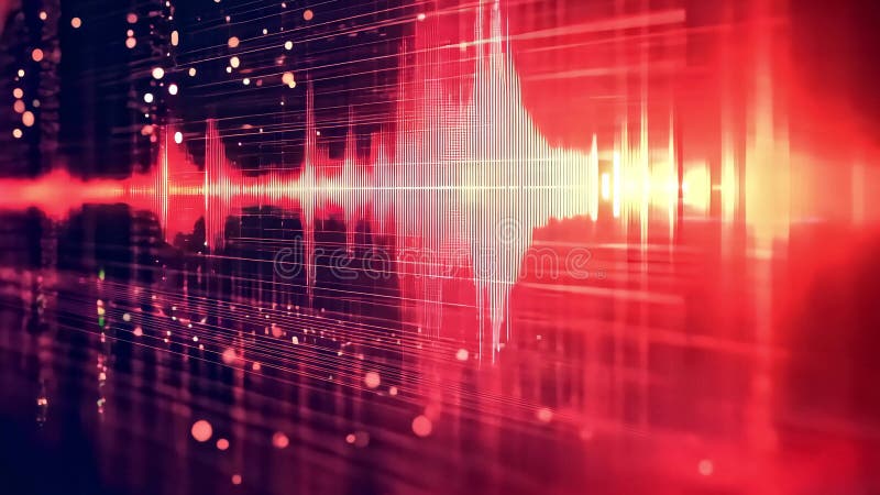 Red Digital Audio Waveform Visualization Stock Video - Video of ...