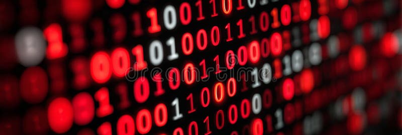 Red Digital Binary Code Data Flow On Computer Screen Abstract Information Technology Background