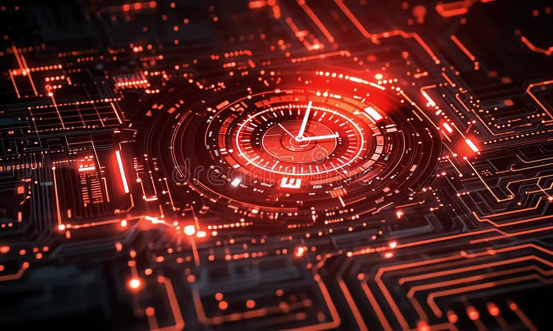 Red Digital Clock Circuit Board Background Stock Video - Video of ...