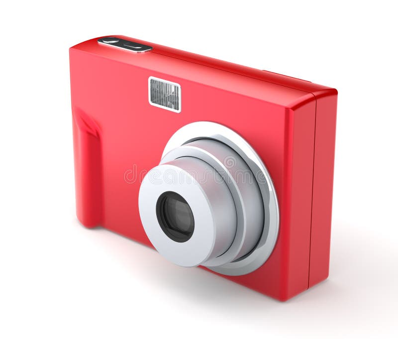 Red Digital Compact Photo Camera on the White Stock Illustration ...
