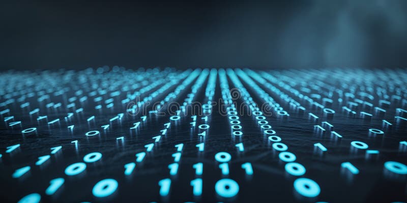 Red Digital Data Stream Rows of Binary Code Cascade Down a Dark Background in Technology Image ...