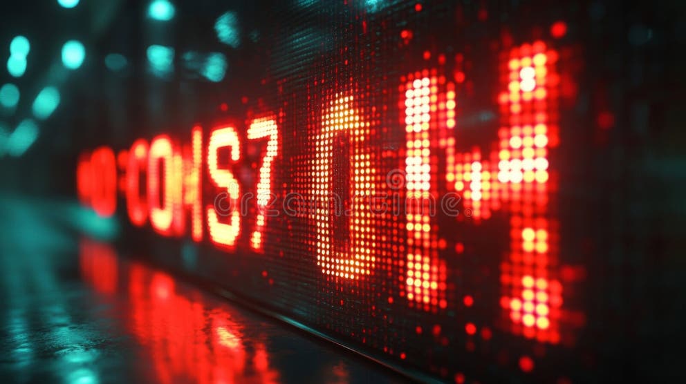 Red Digital Display Showing Numbers at Night Stock Illustration ...