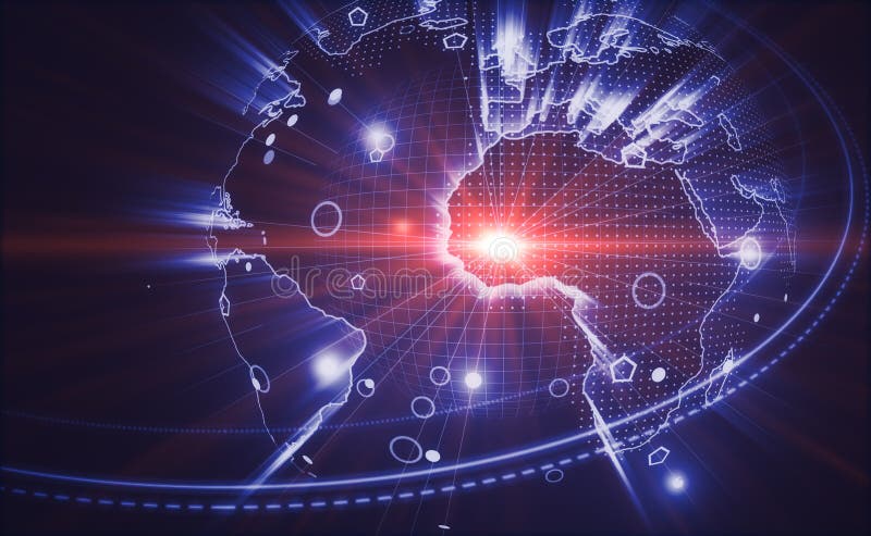 Red digital earth stock illustration. Illustration of business - 85289055