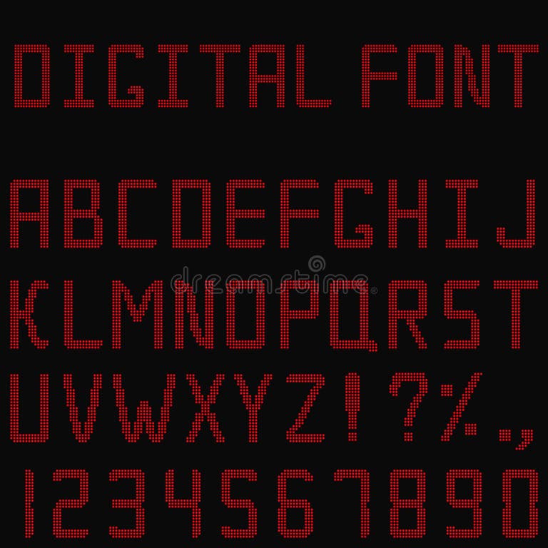 Red digital font stock vector. Illustration of board - 21908961
