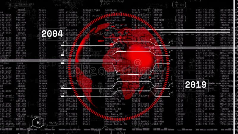 Red Digital Globe with Data and Years 2004 To 2019 in Futuristic ...