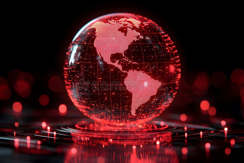 Digital Red Globe Technology Concept for Futuristic Designs Generative ...